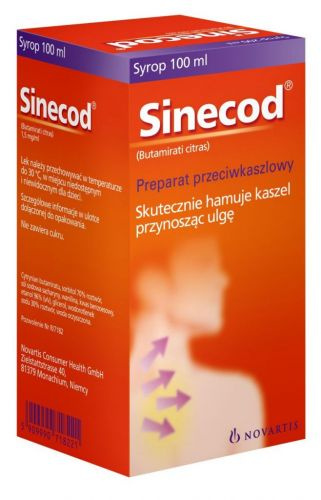 Sinecod syrop 100 ml | Bez Recepty \ Przeziębienie i grypa | Apteka ...